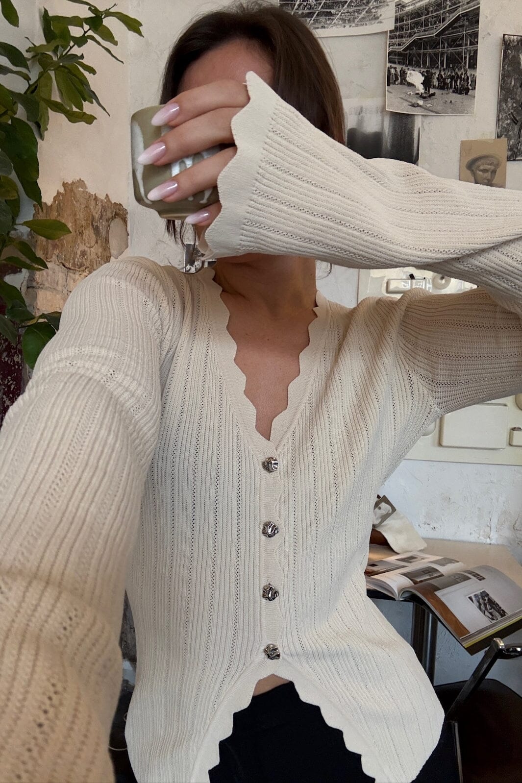 Neo Noir - Clara Stitch Knit Blouse 164484 - 213 - Sand